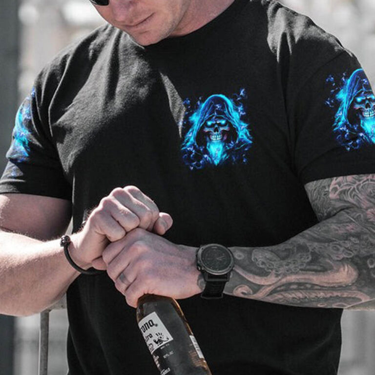 Skull All Over T-shirt Don't Mess With Old People - Viprogifts