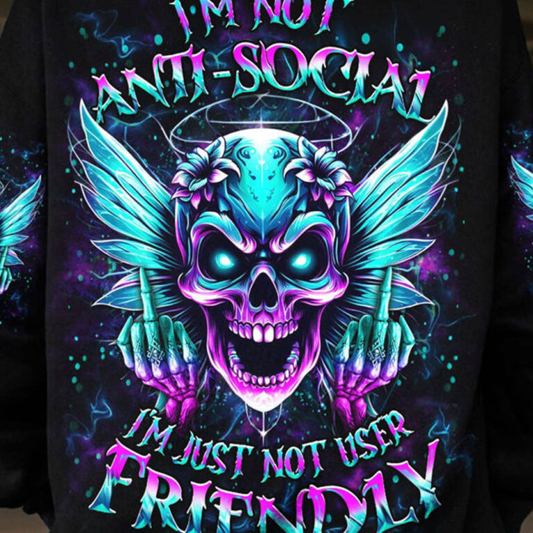 Mad Skull Wings 3D All Over Hoodie I'm Just Not User Friendly - Viprogifts